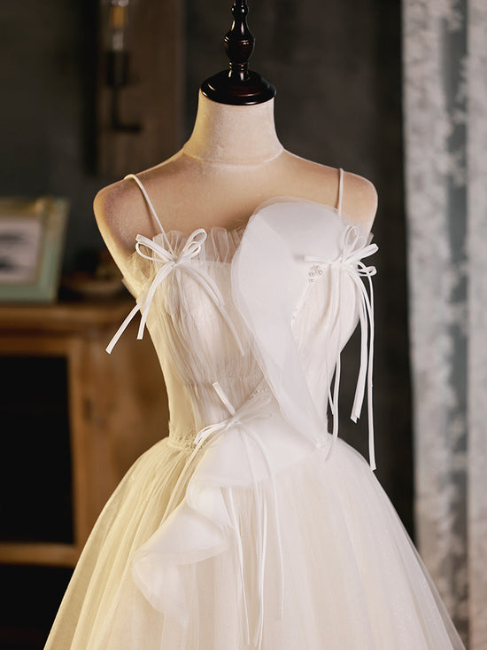 A-Line Beige Tulle Short Prom Dress, Beige Cute Homecoming Dress – shdress