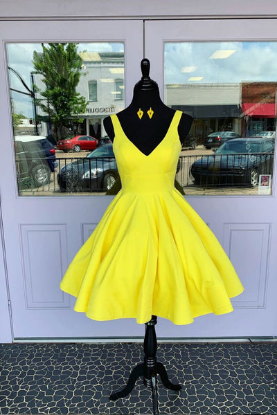 Simple yellow short prom dress, yellow homecoming dress – shdress